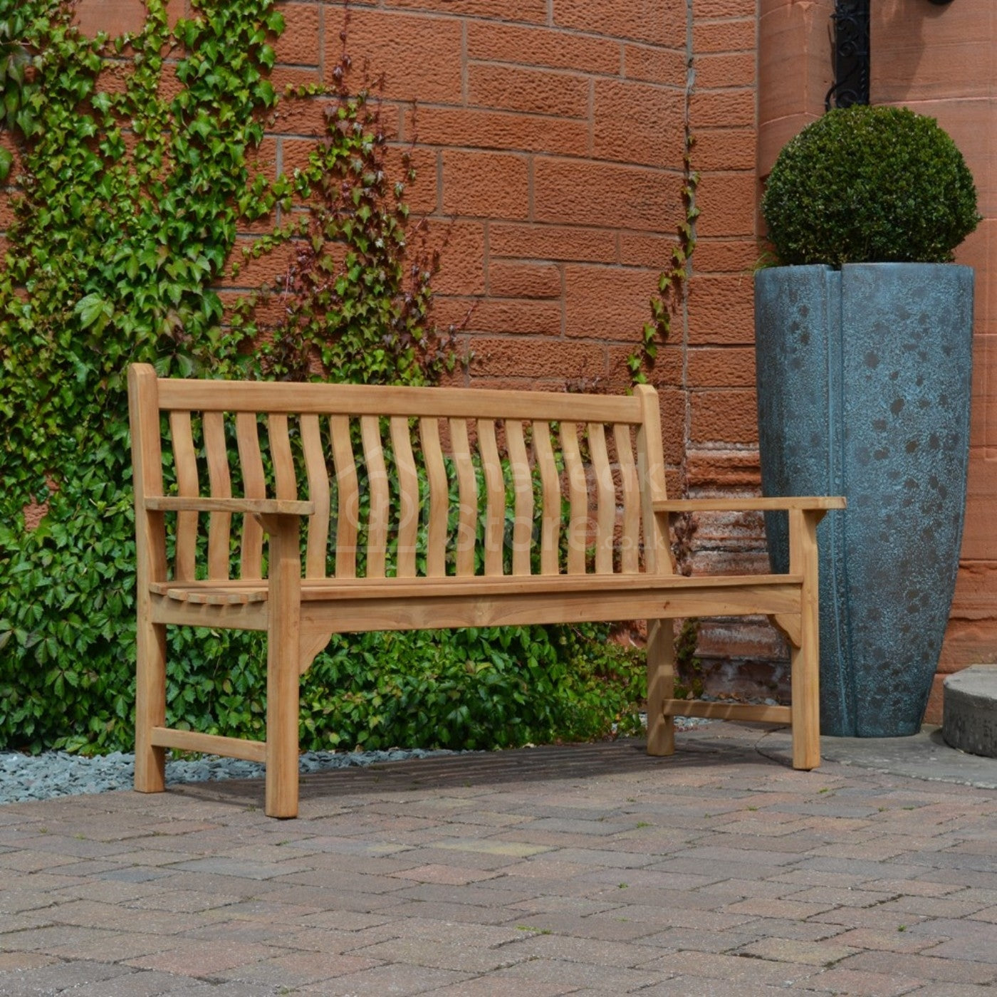 Lymington Paddle Arms Teak Garden Bench 3-Seater – 160cm – The Teak Store